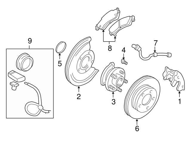 12413045 - Front Wheel Hub and Bearing Assembly with Wheel Speed Sensor ...