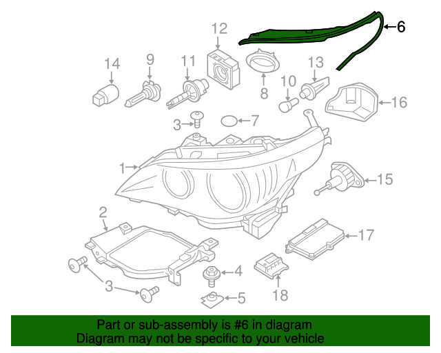 2004-2010 BMW Gasket, headlight, left 63-12-6-934-511 | AutoNationParts.com