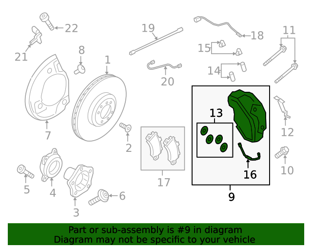 2019-2023 Porsche Cayenne Caliper 9Y0-615-124-AT | OEM Euro Parts