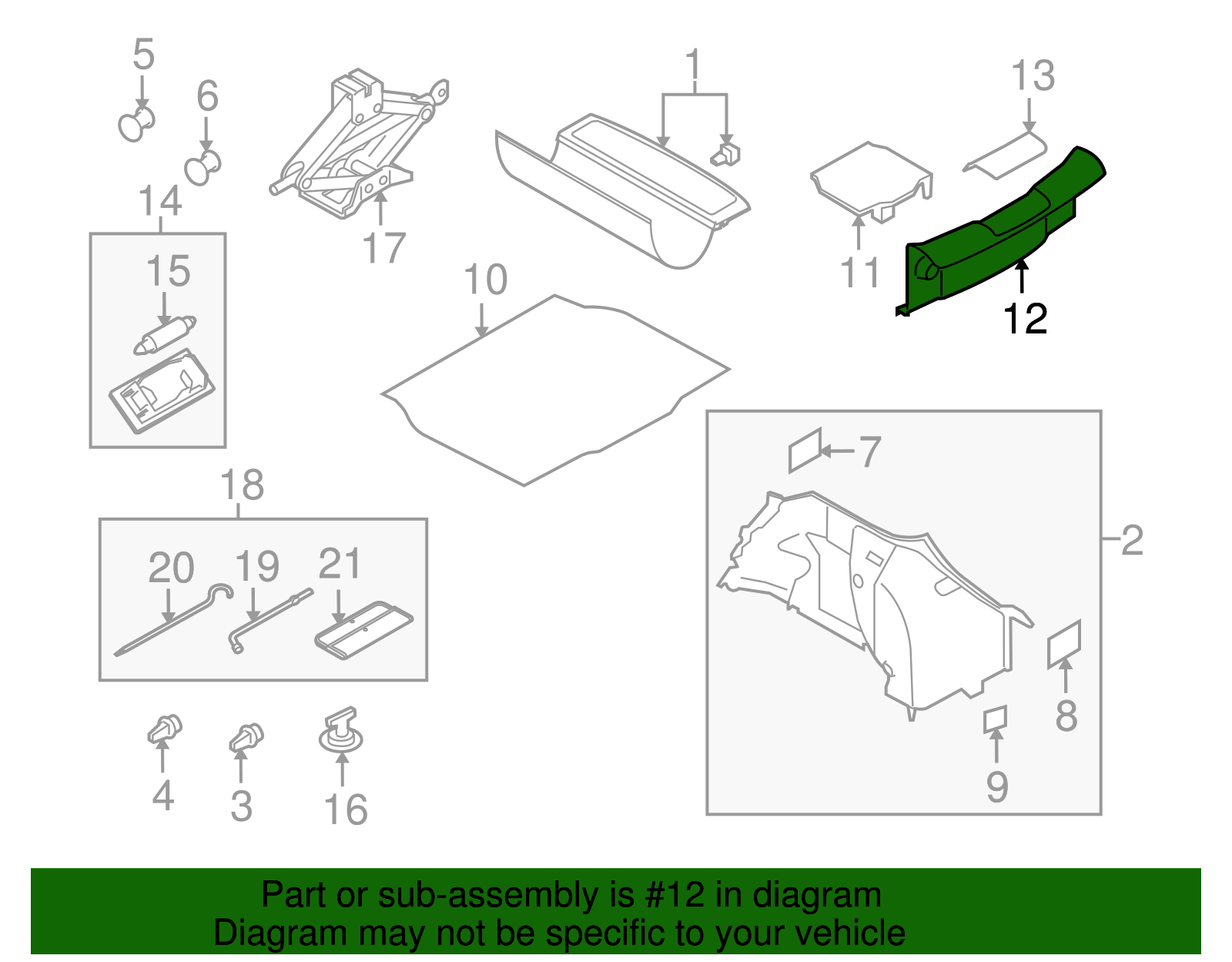 2007-2012 Nissan Versa Rear Panel Trim 84992-EL00A | GetOEMParts.com
