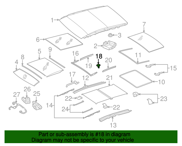 207-784-01-56 - Sunroof Deflector Clip 2012-2019 Mercedes-Benz ...