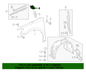2018-2025 Toyota Camry Fender Closing Plate 53748-06060 | Toyota Parts ...