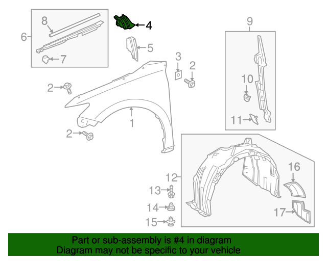 2018-2023 Toyota Camry Fender Closing Plate 53748-06060 | Toyota Parts ...