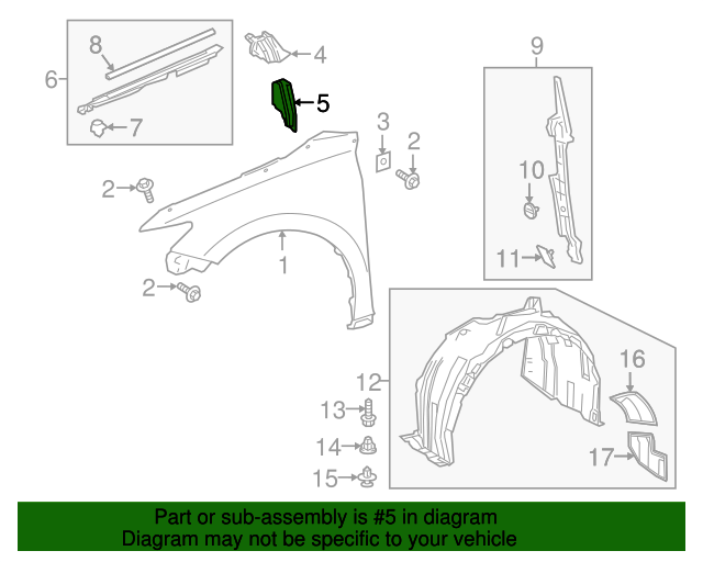 53887-06010 - Fender Seal 2018-2021 Toyota Camry | Longo Toyota Parts
