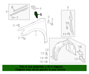 2018-2020 Toyota Camry Fender Seal 53889-06100 | Toyota Parts Center