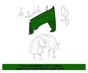 2007-2014 GMC Front Driver Side Fender 22977477 GM | GMPartsDirect.com