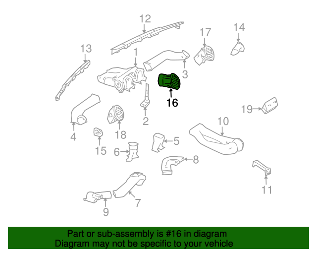 164-830-21-54-7379 - Dashboard Air Vent 2006-2012 Mercedes-Benz ...