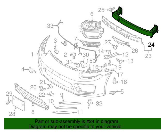 970-505-041-09 - Bumper Impact Bar 2014-2016 Porsche Panamera ...