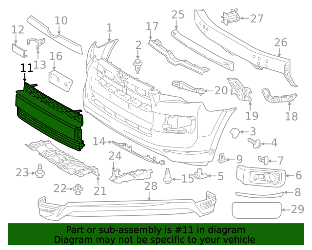 52701-35010 - Lower Grille - 2014-2019 Toyota 4Runner | OEM Parts Quick