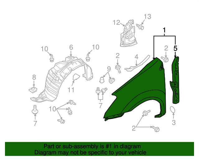 2011-2015 Nissan Fender - Driver's Side (LH) F3113-JM0MA | TascaParts.com