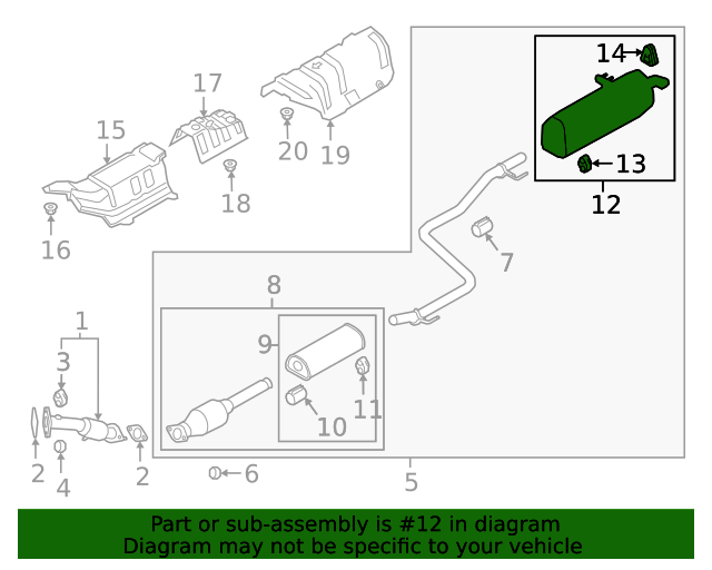 2019-2021 Kia Forte Rear Muffler 28710-M7440 | TascaParts.com