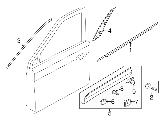 87722-4Z000 - Door Molding 2013-2018 Hyundai Santa Fe Sport ...