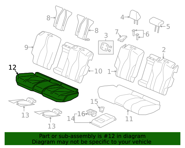 Genuine Cover, Rear Seat Cushion Trim *R188L* (Combined) (Madder Red ...