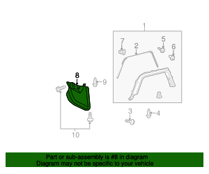 76607-35101 - Mud Flap (Right, Rear) 2007-2014 Toyota FJ Cruiser ...