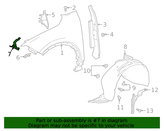 2019-2024 Chevrolet Blazer Front Passenger Side Fender Front Bracket ...