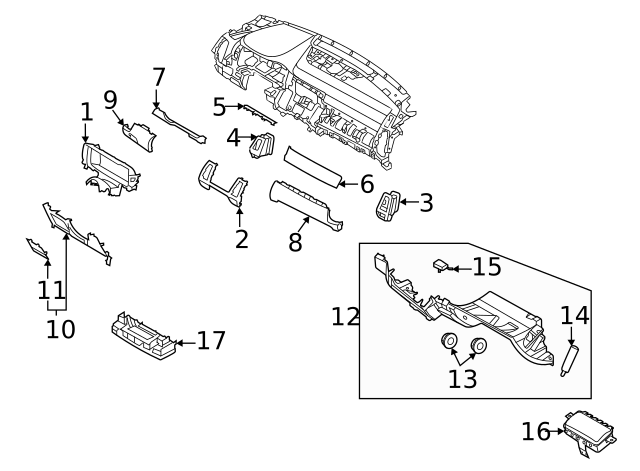 2021-2023 Kia Sorento Knee Bolster 84750-R5000WK | QuirkParts