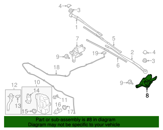 2013-2019 Ford Escape Wiper Motor CJ5Z-17508-D | FordPartsOnSale.com