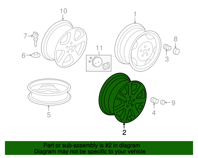 2010-2011 Honda CR-V Wheel, Alloy 42700-SWA-A71 | Cheaper Honda Parts