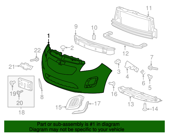 2014-2016 Chevrolet Spark EV Front Bumper Cover 95489520 GM ...