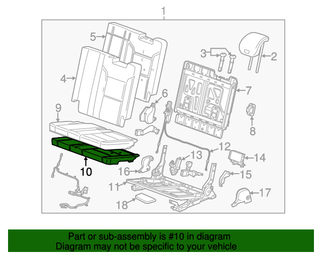 23477503 GM Driver Side 3rd Row Seat Cushion Pad | GM Parts Store