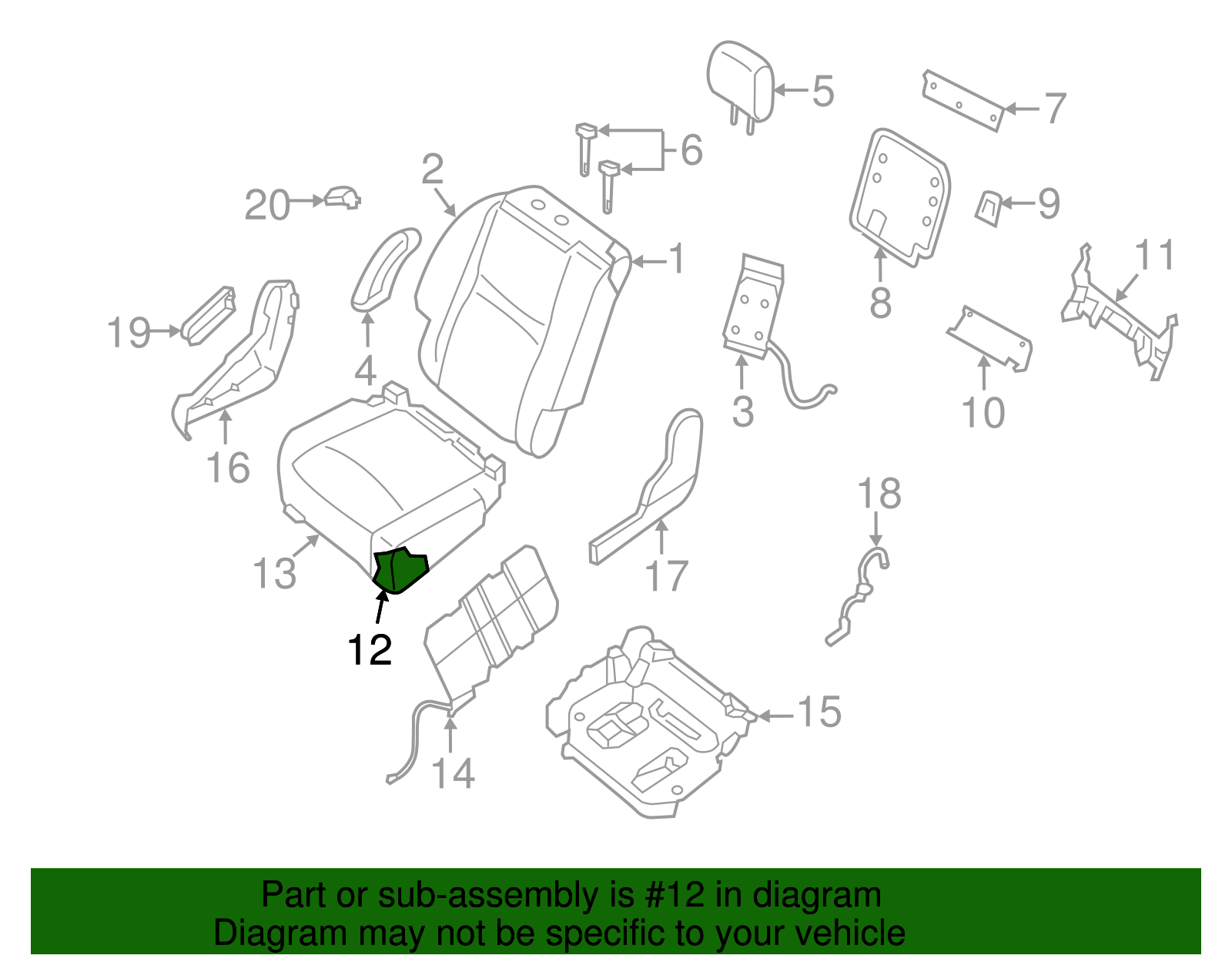 2013-2020 Nissan Pathfinder Seat Cushion Pad 88311-9NF0A | My Nissan Part