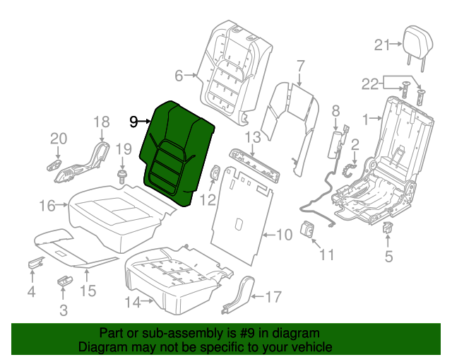 958-522-806-02-D0A - Seat Back Cushion Cover 2015-2018 Porsche Cayenne ...