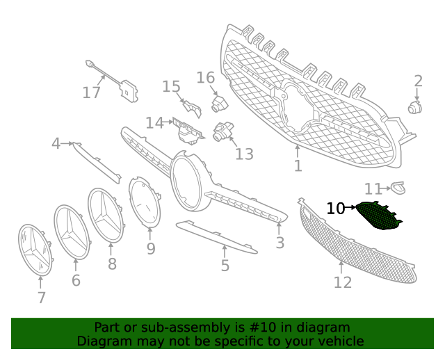 177-885-32-00 - Grille 2019-2022 Mercedes-Benz A 220 | AutoNationParts.com