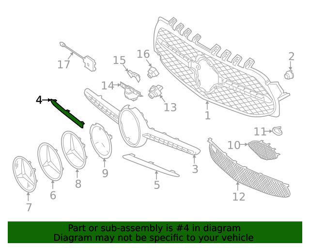 177-888-14-00-64 - Center Molding Trim 2019-2023 Mercedes-Benz ...