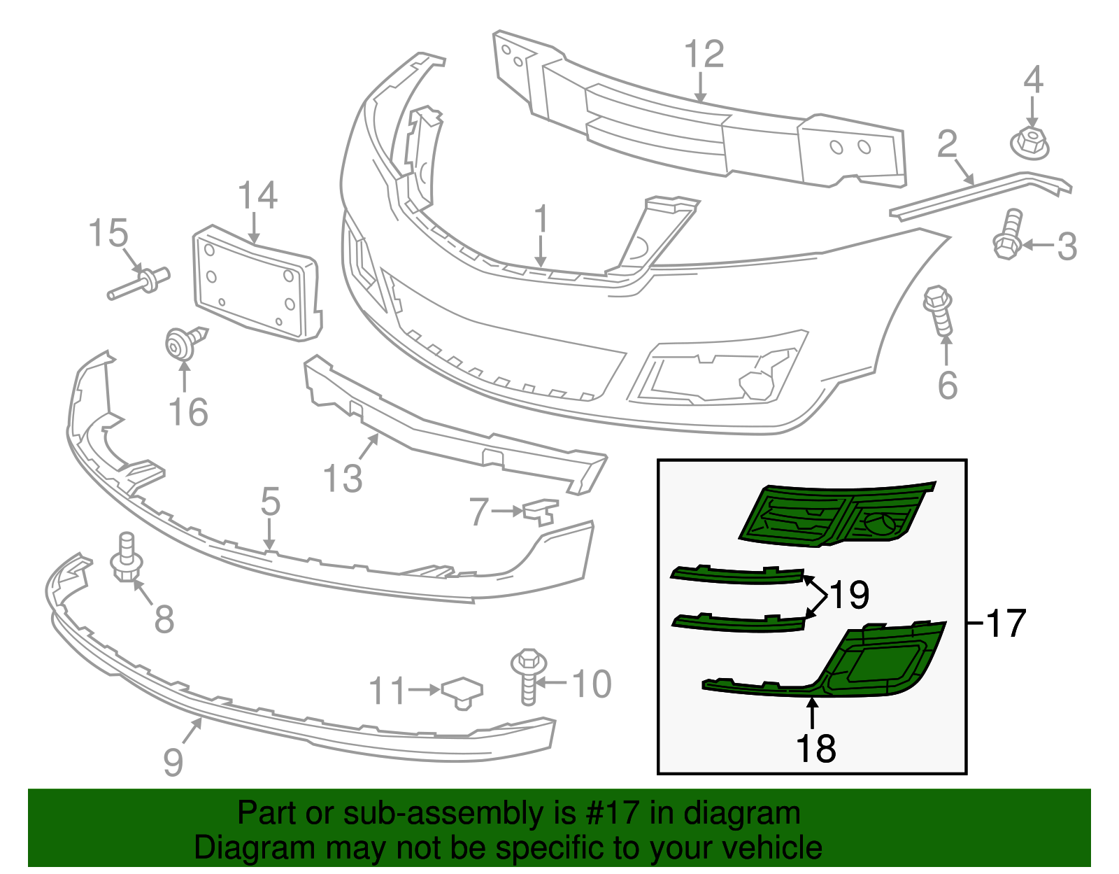 2013-2017 Chevrolet Traverse Passenger Side Front Bumper Fascia Outer ...