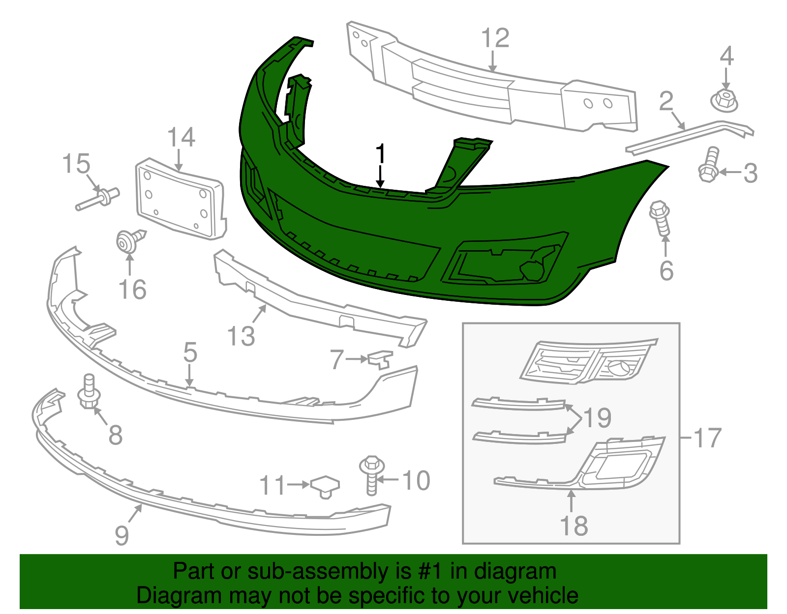 2013-2017 Chevrolet Traverse Front Upper Bumper Cover 23328140 GM ...