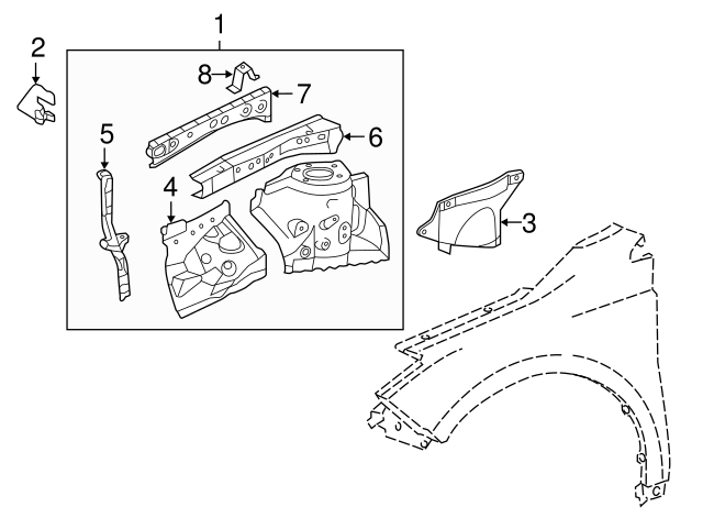2002-2018 Toyota Fender Apron Seal 53737-06040 | Toyota Parts Center