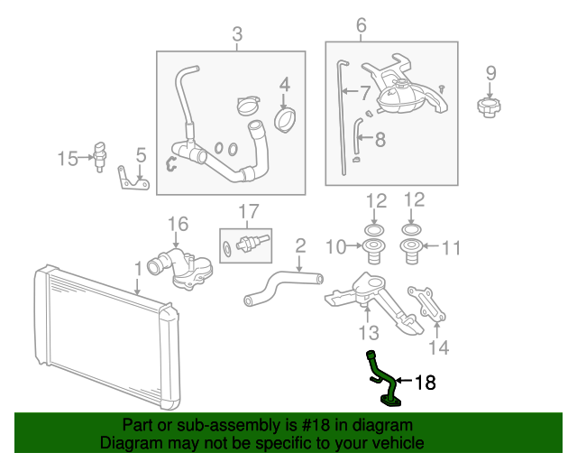 2006-2007 GM Thermostat Bypass Pipe 97354983 GM | GMPartsDirect.com