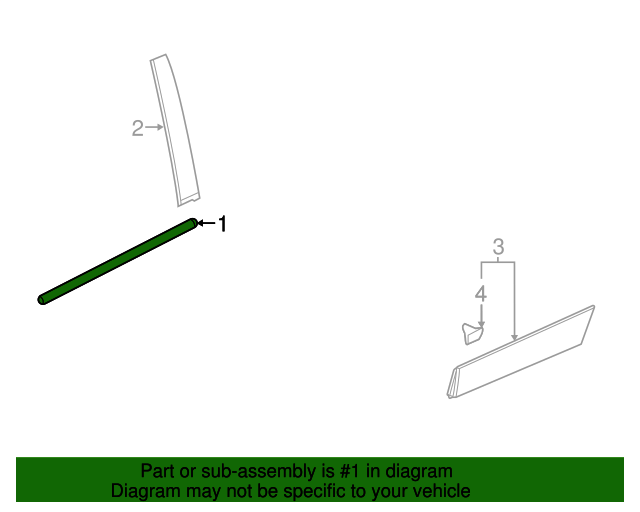 84636207 - Rear Passenger Side Door Window Belt Reveal Molding 2018 ...