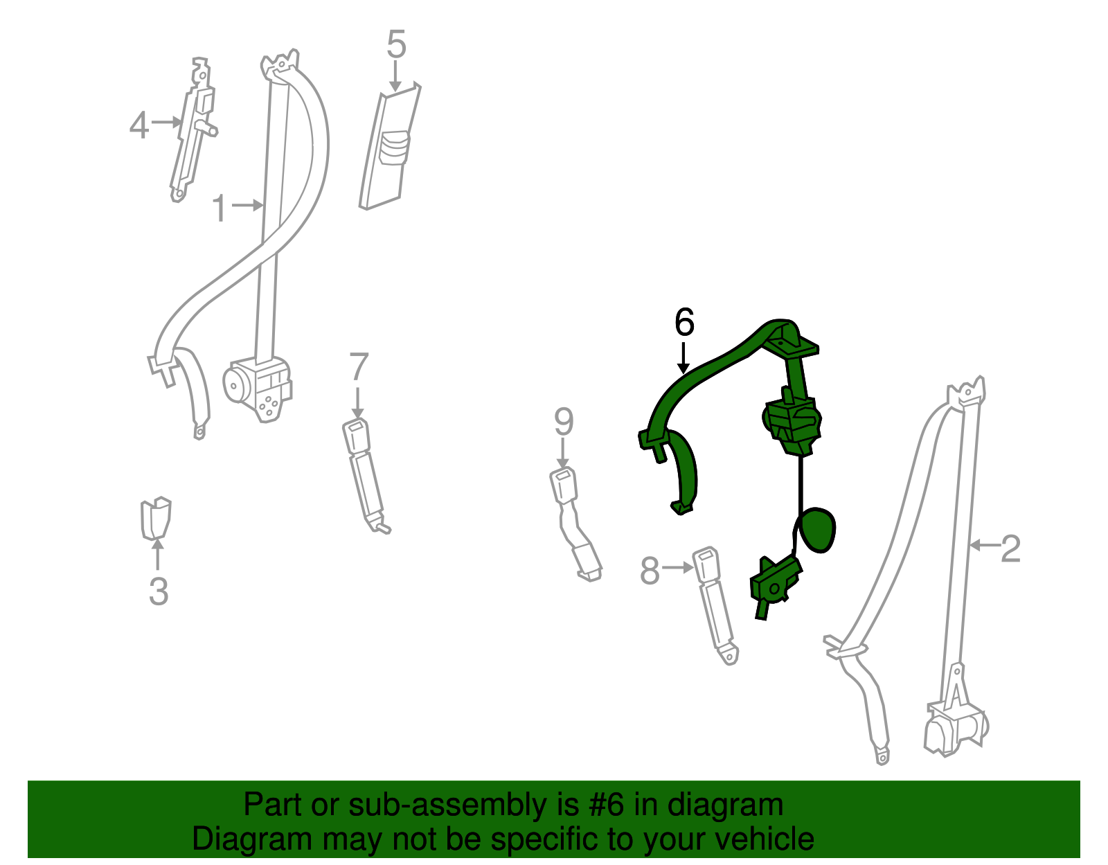 73301-0C081-E0 - 2018-2021 Toyota Tundra - Center Seat Belt | Discount ...