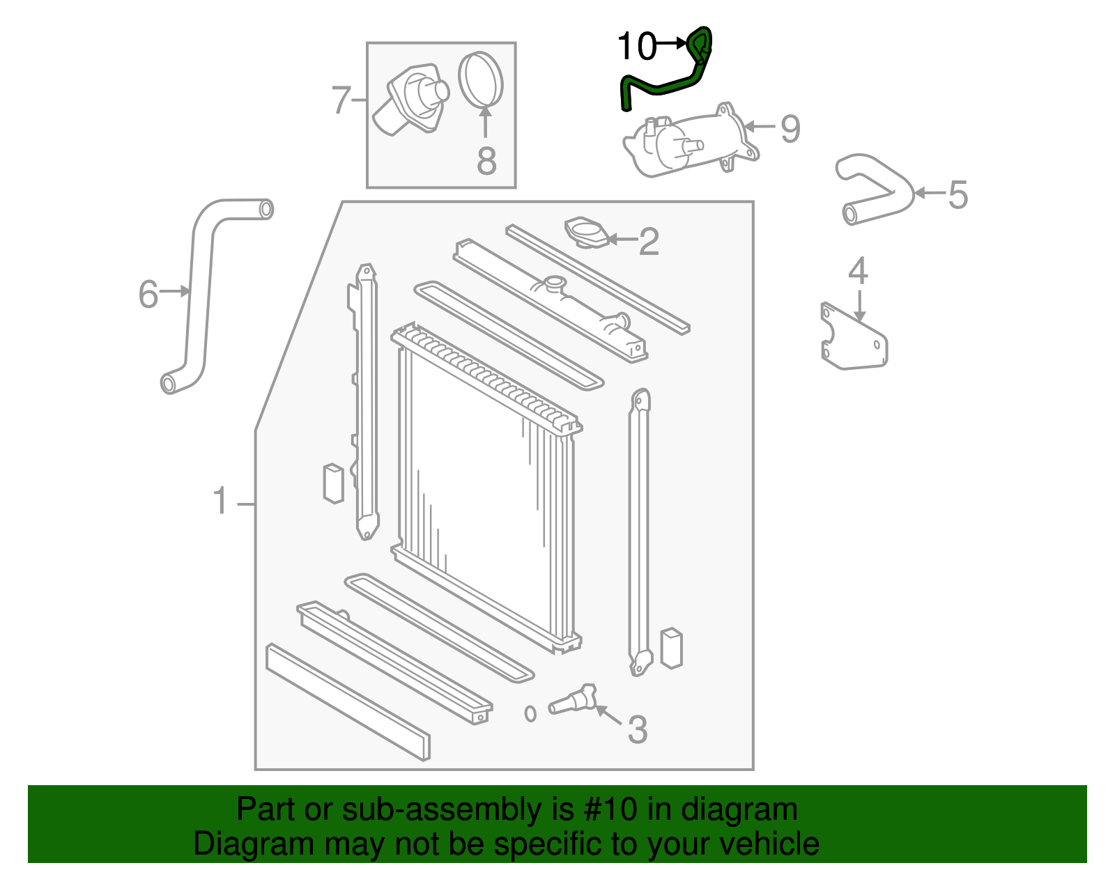 Genuine Toyota Hose, Water Bypass, No. 5 part# 16282-0S030 for 2007 ...
