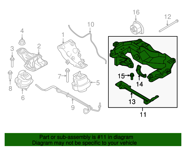 22116882026 - 2016-2018 BMW X5 Trans Cross-Member (22-11-6-882-026 ...