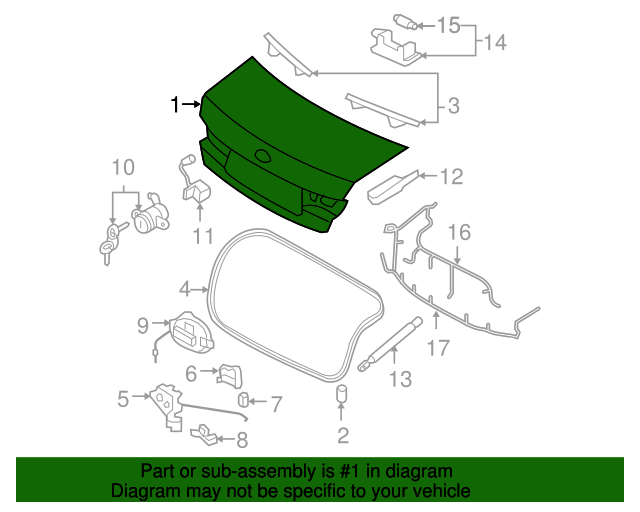 2010 Hyundai Sonata Trunk Lid 69200-0A501 | QuirkParts