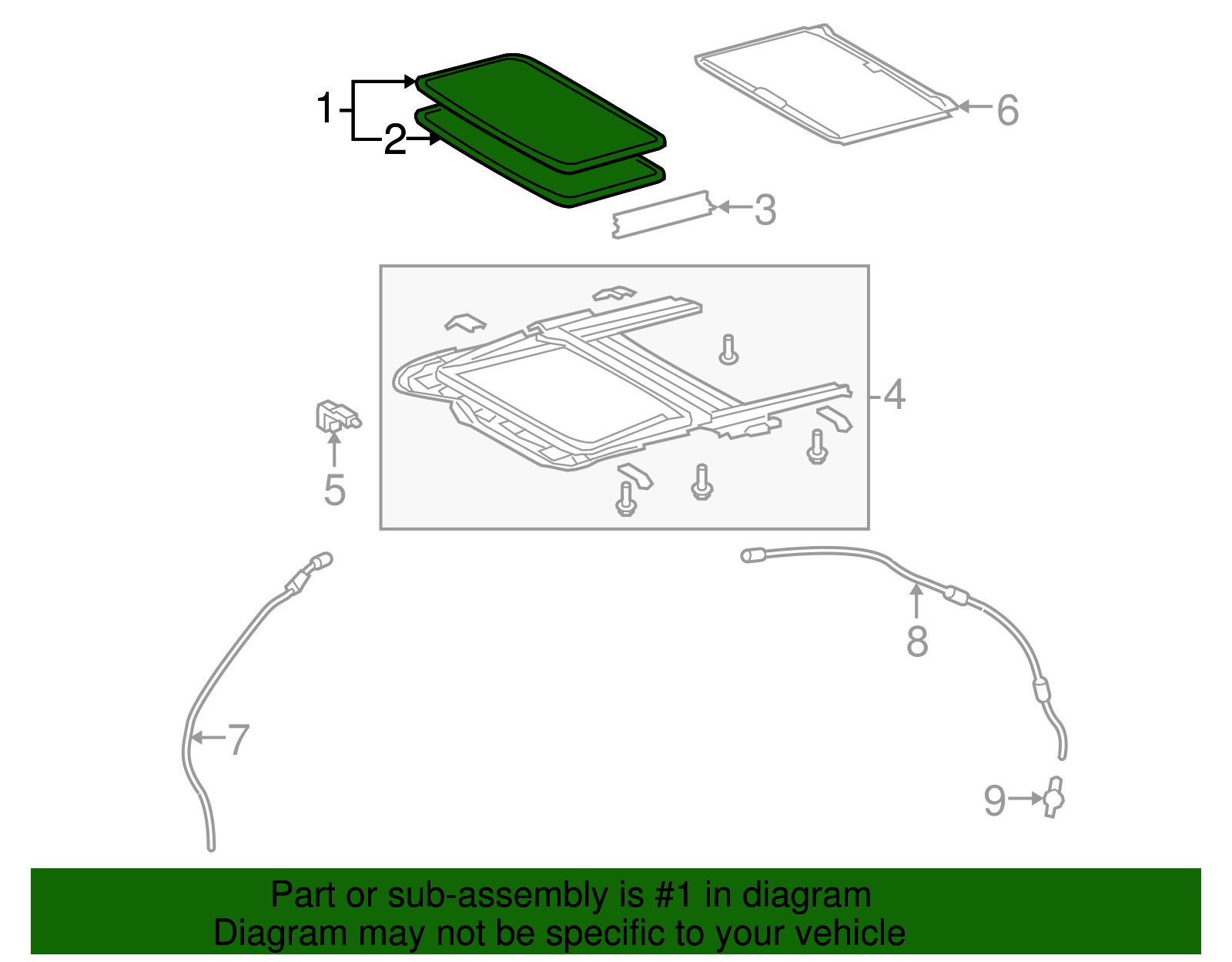 2009-2013 Toyota Corolla Sunroof Glass 63201-02081 | Toyota OEM Parts ...