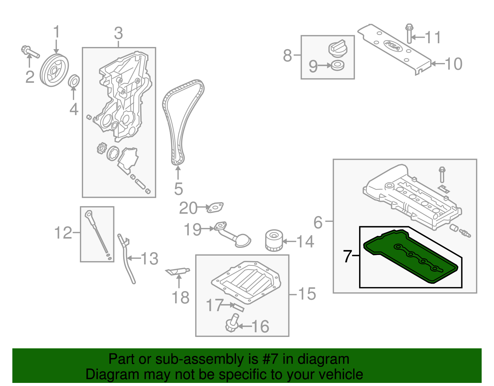 2010-2011 Kia Soul Valve Cover Gasket 22441-2B000 | OEM Parts Online