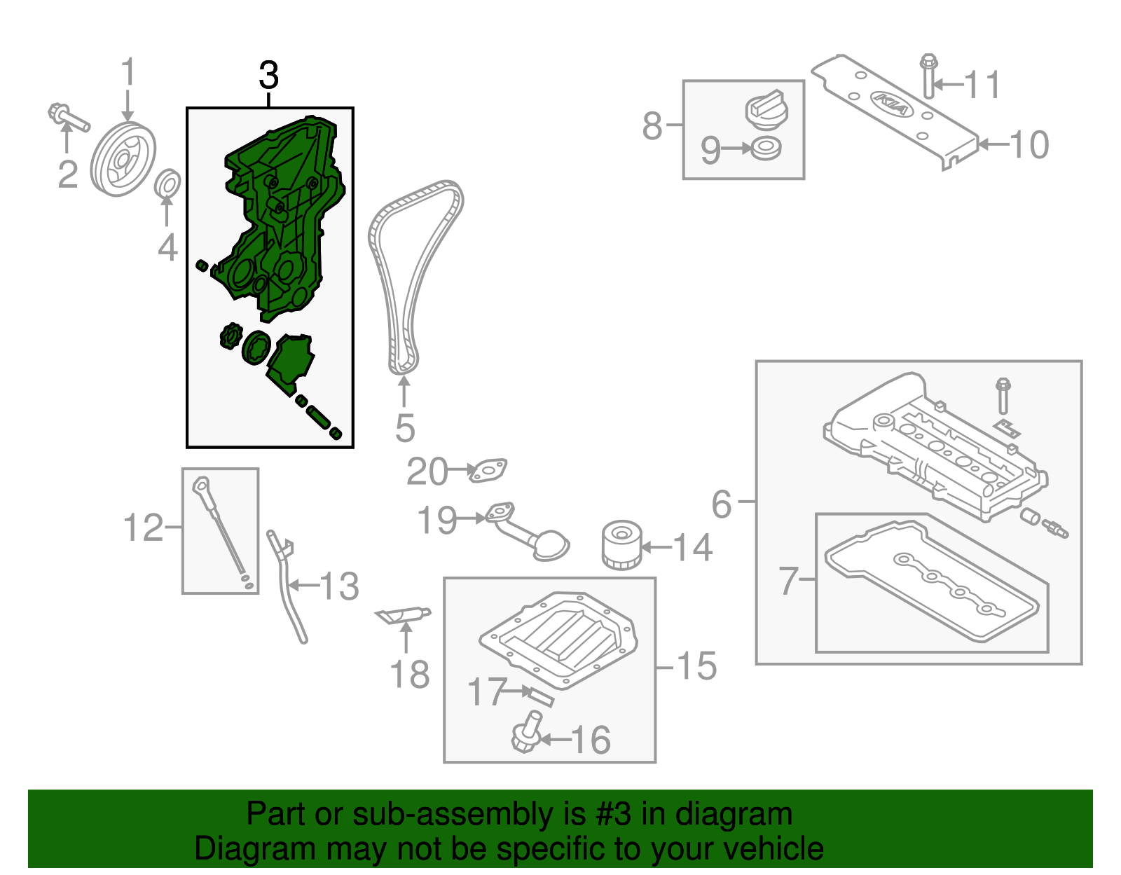 21350-2B000 - Timing Cover 2010-2011 Kia Soul | Kia.Parts Store