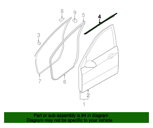 82210-2F001 - Belt Weather-Strip 2004-2009 Kia | Kia.Parts Store