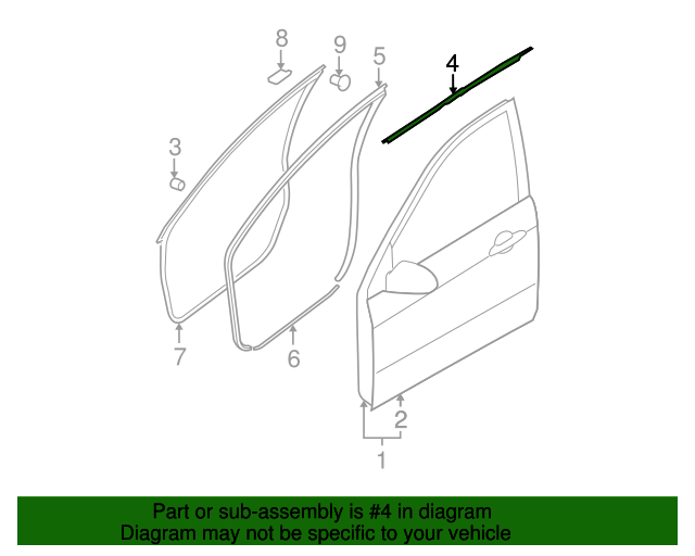 82210-2F001 - Belt Weather-Strip - 2004-2009 Kia | Kia Auto Parts