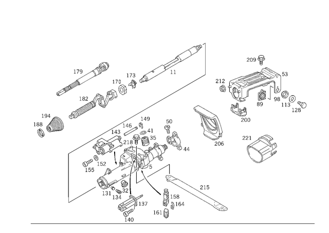 1998-2002 Mercedes-Benz Steering Column Tube 210-460-71-16 | MB OEM Parts