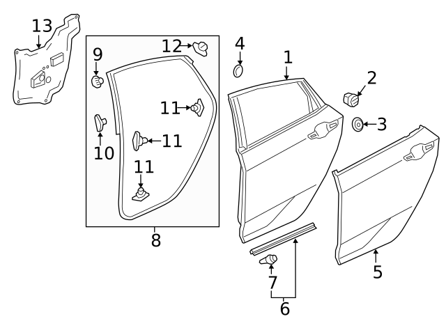 67611-TBA-A00ZZ - Outer Panel 2016-2021 Honda Civic | Honda Parts Online