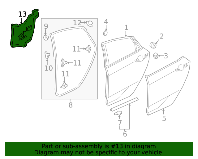 2016-2021 Honda Seal, R Rear Door Hole 72821-TBA-A11 | Honda Parts Online