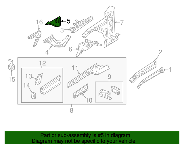 2011-2018 Porsche Cayenne Fender Rail Reinforcement 958-501-029-00-GRV ...