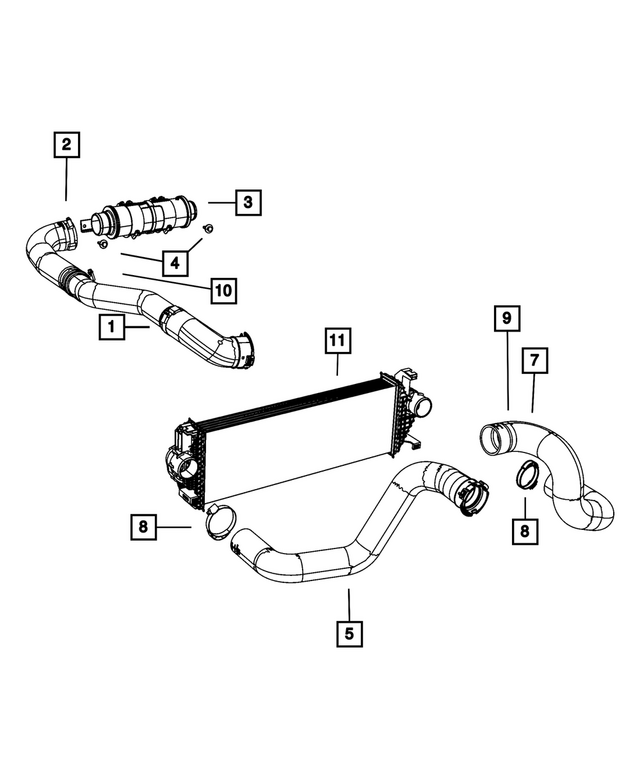 2014-2019 Jeep Grand Cherokee Charge Air Cooler Hose 55038006AE | My ...