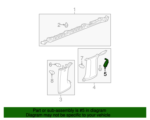 84142-SCV-A11ZB - Lower Quarter Trim Cap 2007-2011 Honda Element ...