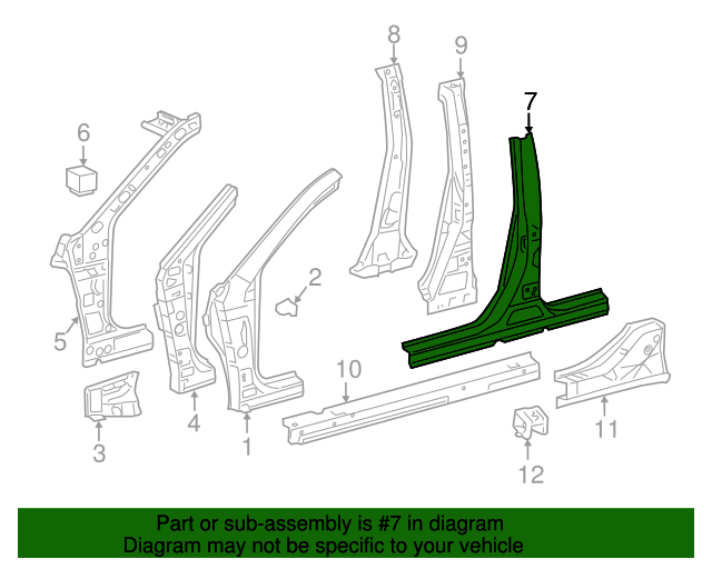 OEM 2007-2011 Toyota Camry Center Pillar & Rocker Part # 61311-06030 ...