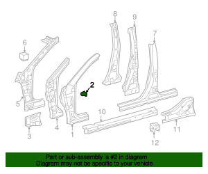 2007-2024 Toyota Hinge Pillar Bracket 61168-44010 | Toyota Parts Center
